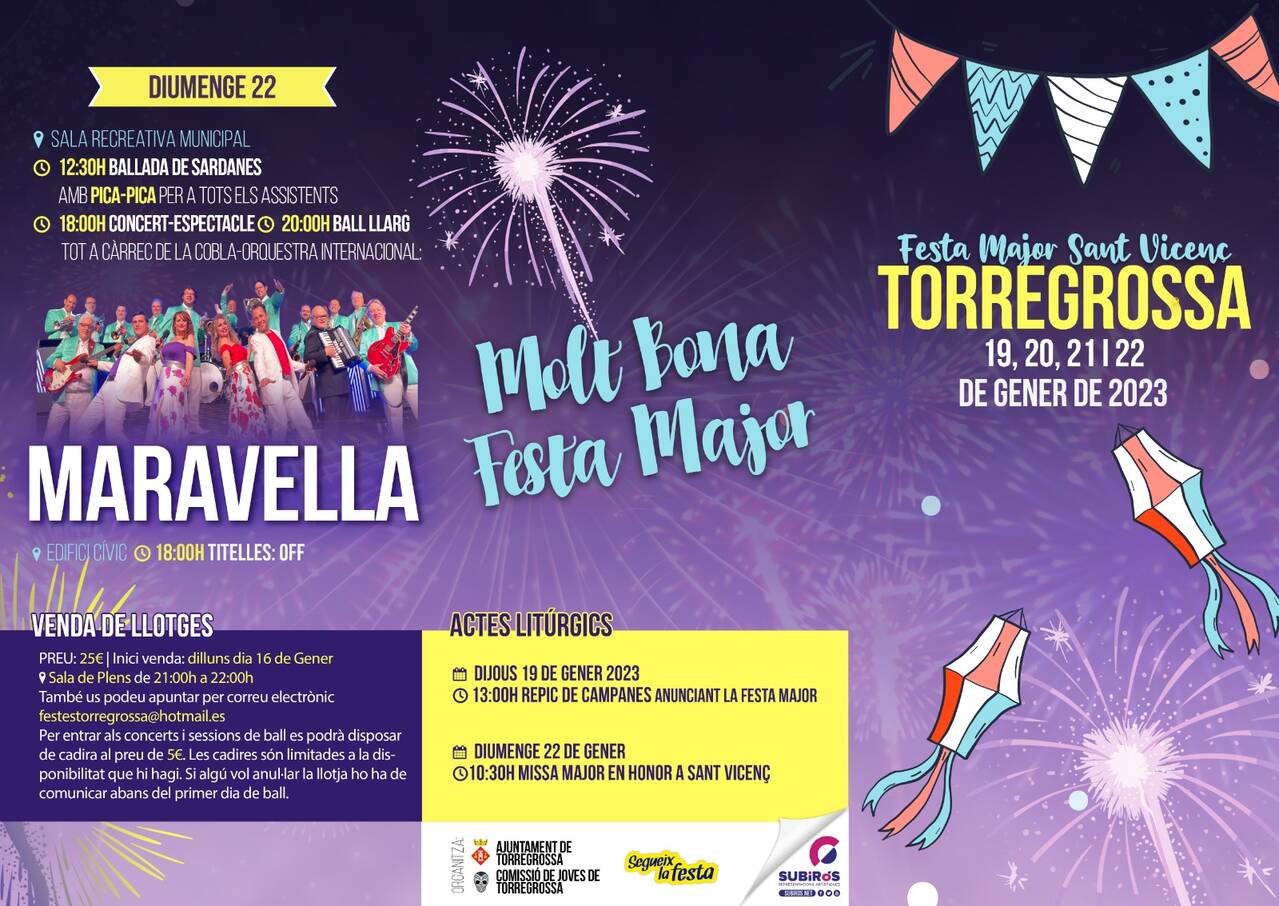 Fulletó de la Festa Major Sant Vicenç 2023 de Torregrossa